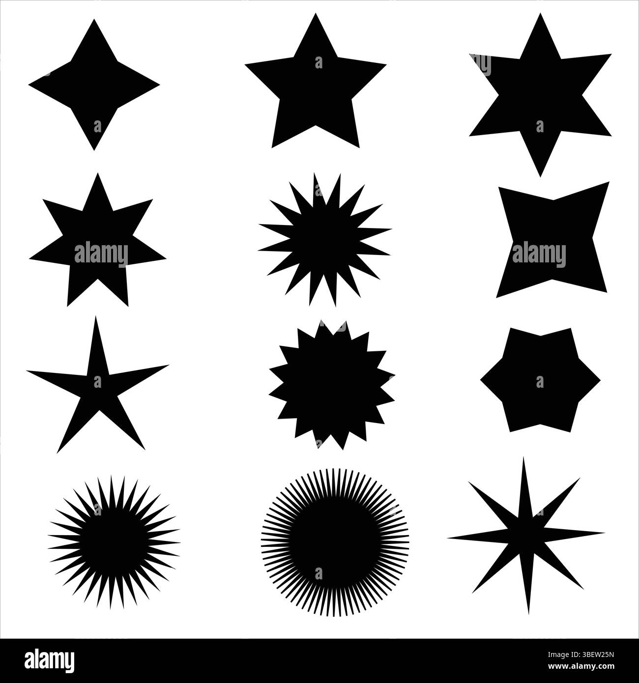 Set of abstract star shapes with cool shine effect for design and ...