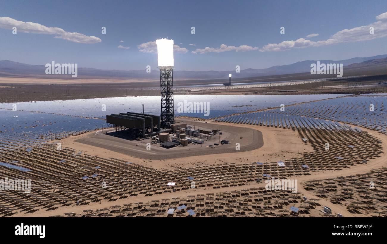 Aerial photograph of the Ivanpah Solar Electric Generating System in Ivanpah, California on May ...