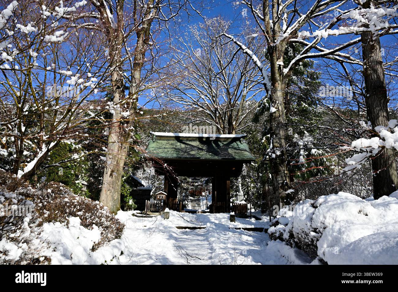 Kiso Fukushima in winter, Kozenji temple,Japan,Asia Stock Photo - Alamy