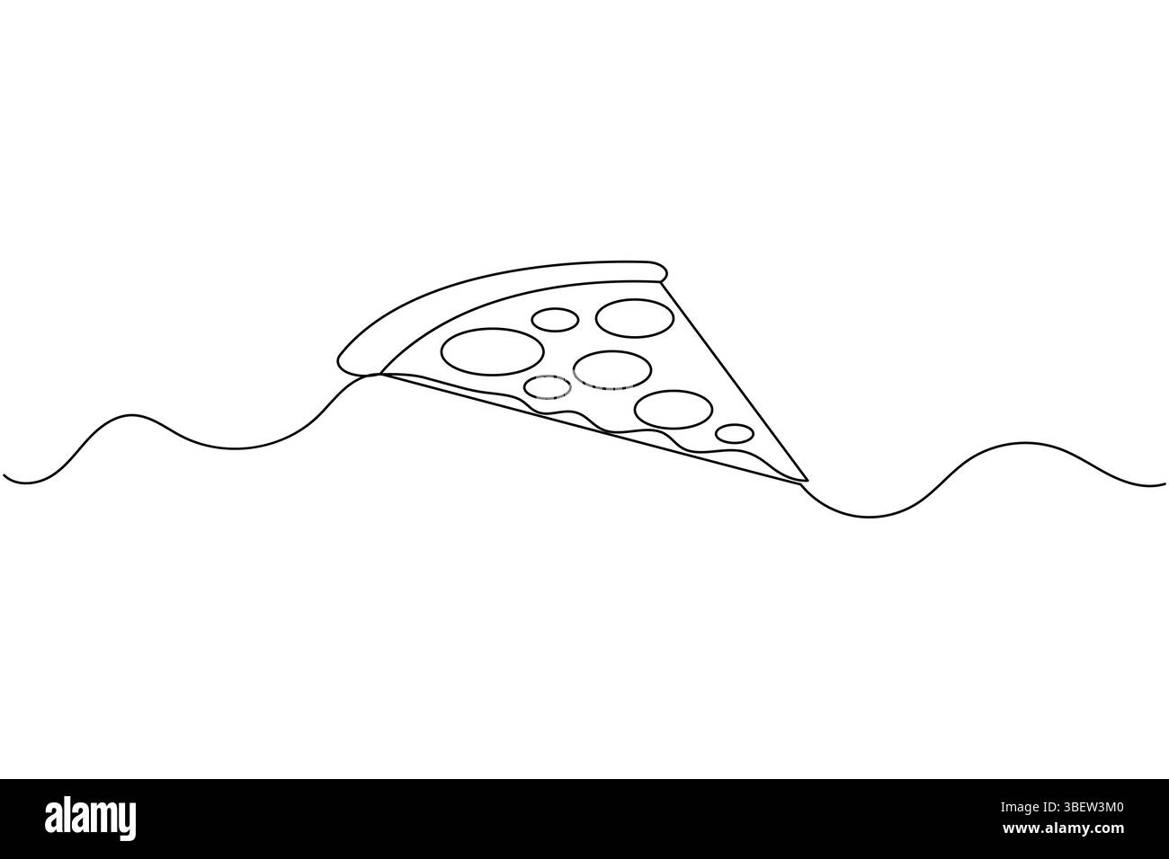Pizza slice continuous single line drawing isolated on white background ...