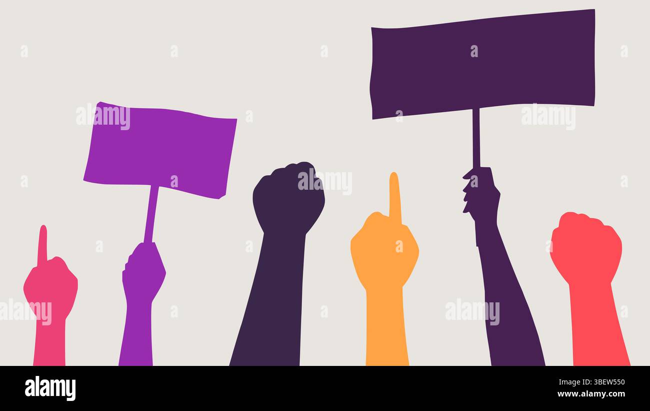 Colorful protesting hands vector. concept of protest for human rights ...