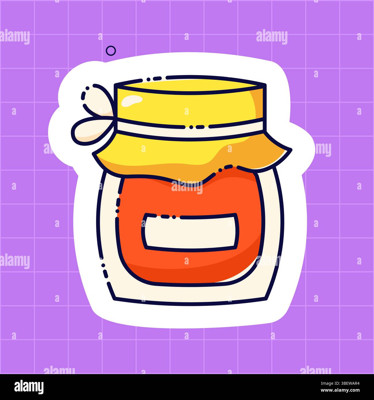A kawaii jam on a purple background. Cute sticker for a daily planner ...