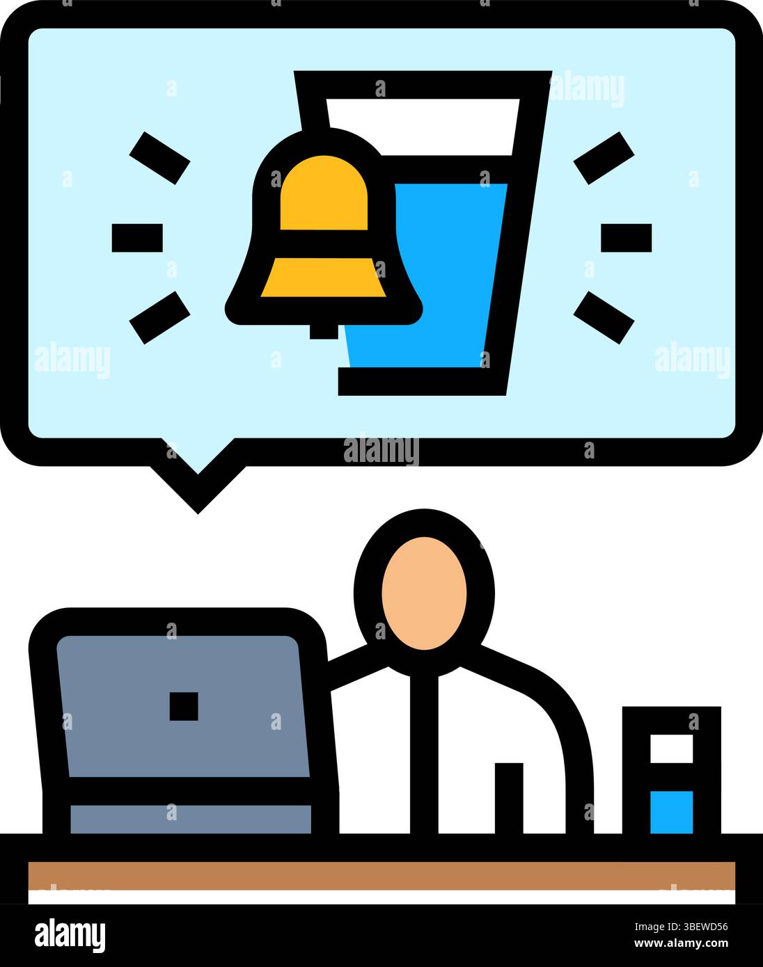 hydration reminder employee health color icon vector illustration Stock ...
