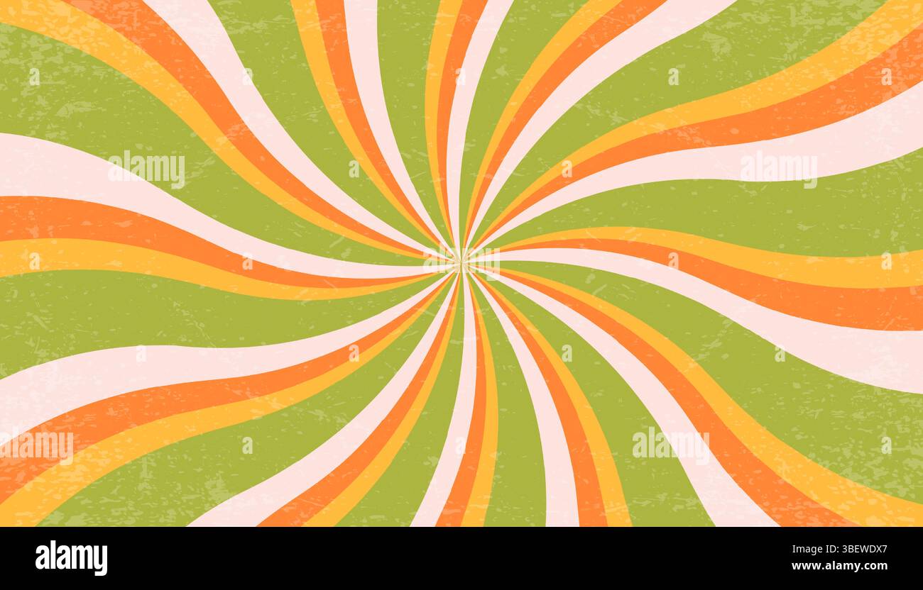 Spiral retro background with psychedelic swirl pattern. Vector groovy ...