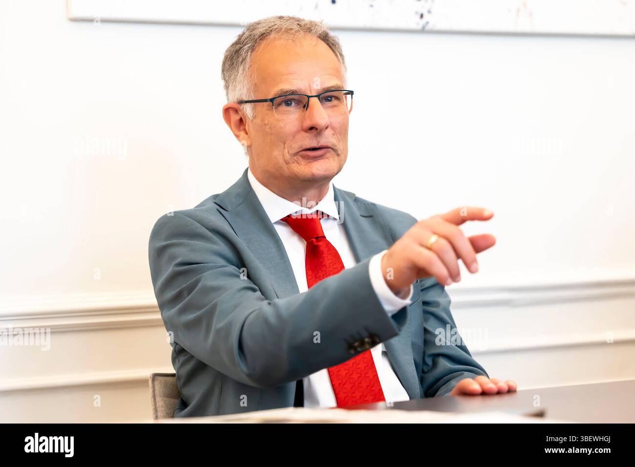 Austrian Finance Minister Markus Marterbauer in his office in Vienna ...