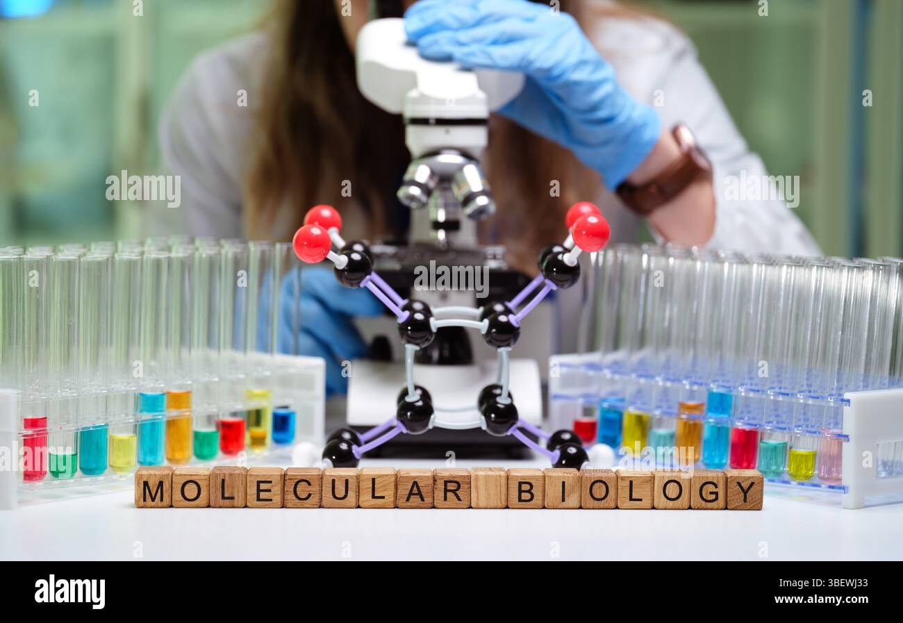 Exploring Molecular Biology: A Laboratory Scene with a Microscope and ...