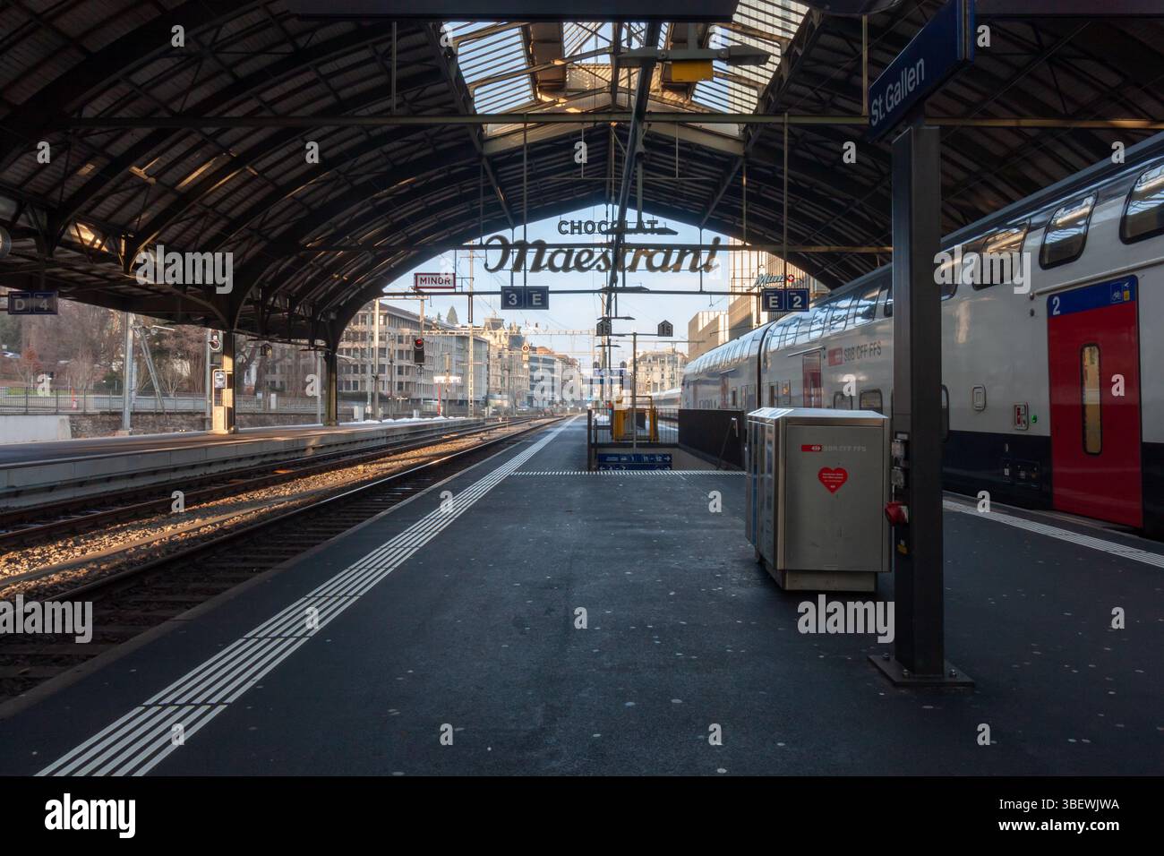 ST GALLEN - SWITZERLAND - JANUARY 19, 2025: St. Gallen train station ...