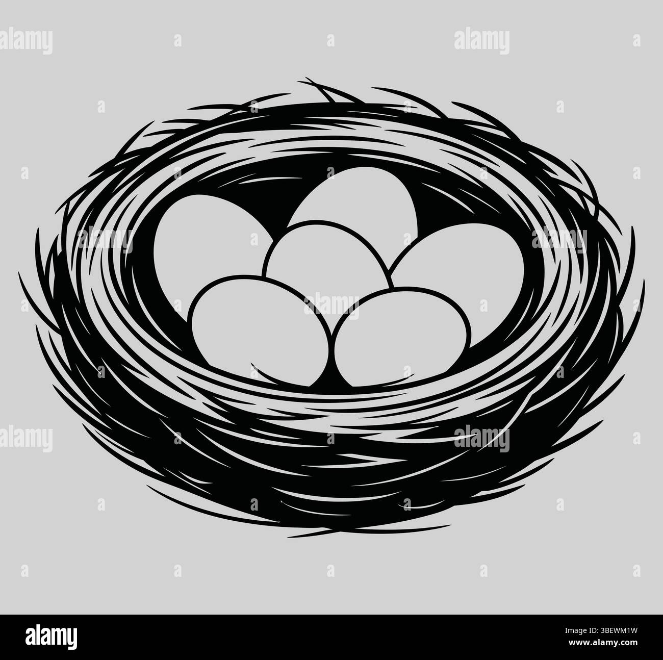 A meticulously crafted image reveals a nest filled with eggs Stock ...