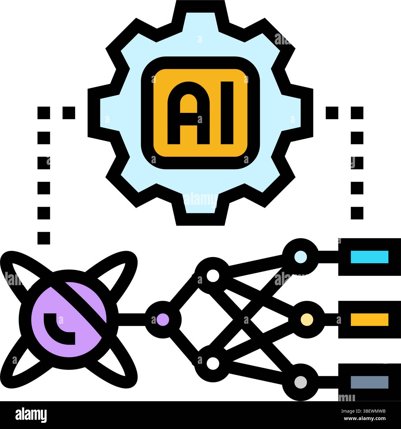 ai and computing merge quantum computer color icon vector illustration ...