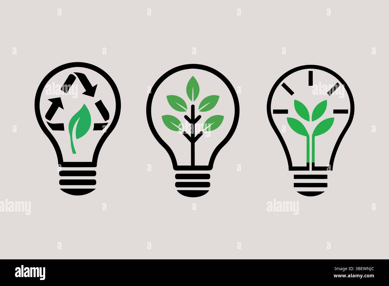 Eco Light Bulb Icons | Green Energy and Sustainability Symbol Set Stock Vector Image & Art - Alamy