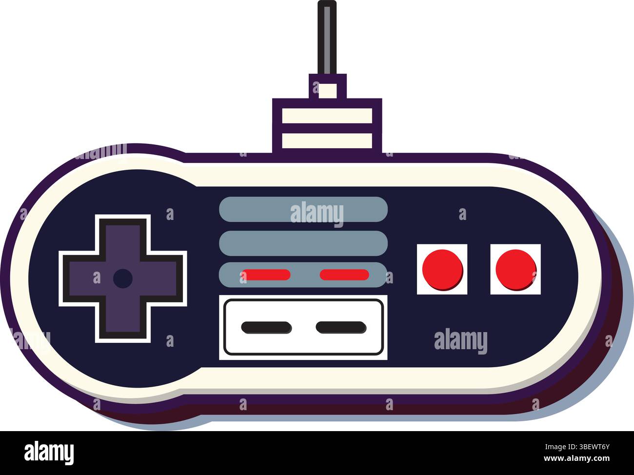Retro 90s Gamepad Controller Illustration on White Background Stock ...