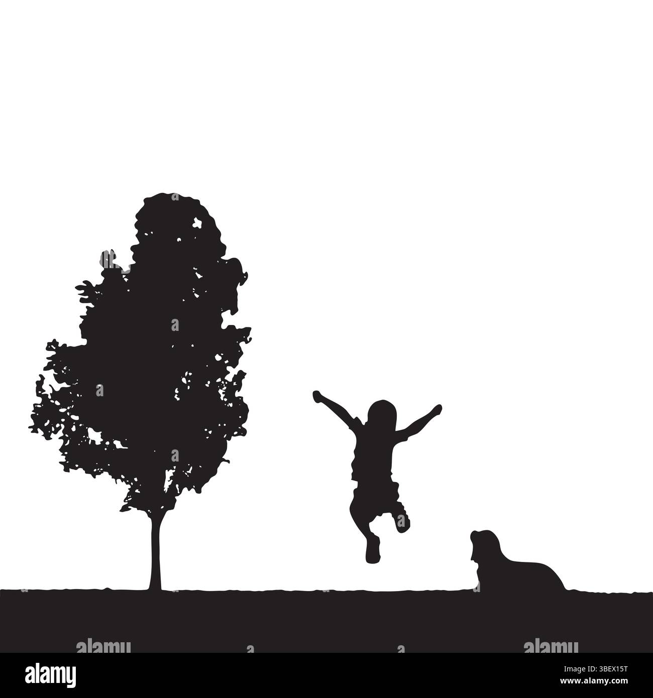Child kid jumping outdoor grass jump Stock Vector Images - Alamy