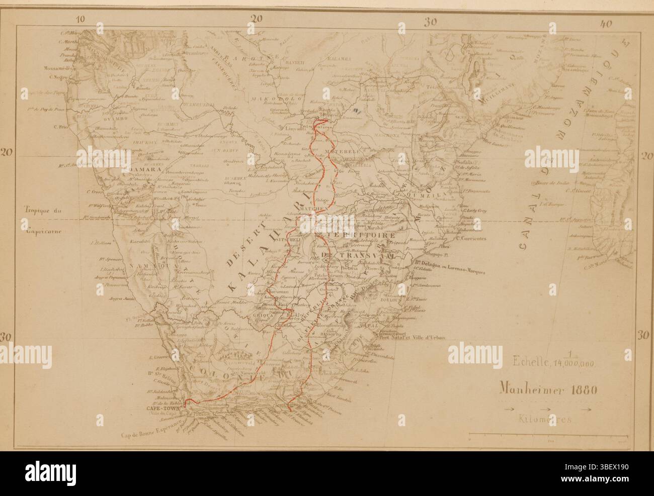 Photoreproduction of map of Africa by Manheimer from 1880, photograph ...