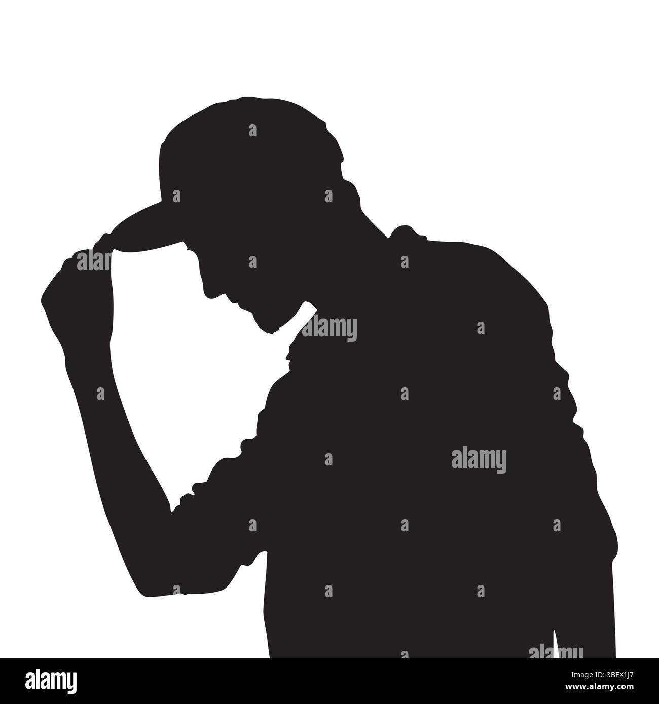 Silhouette of Man Tipping Hat in Profile on White Background Stock ...