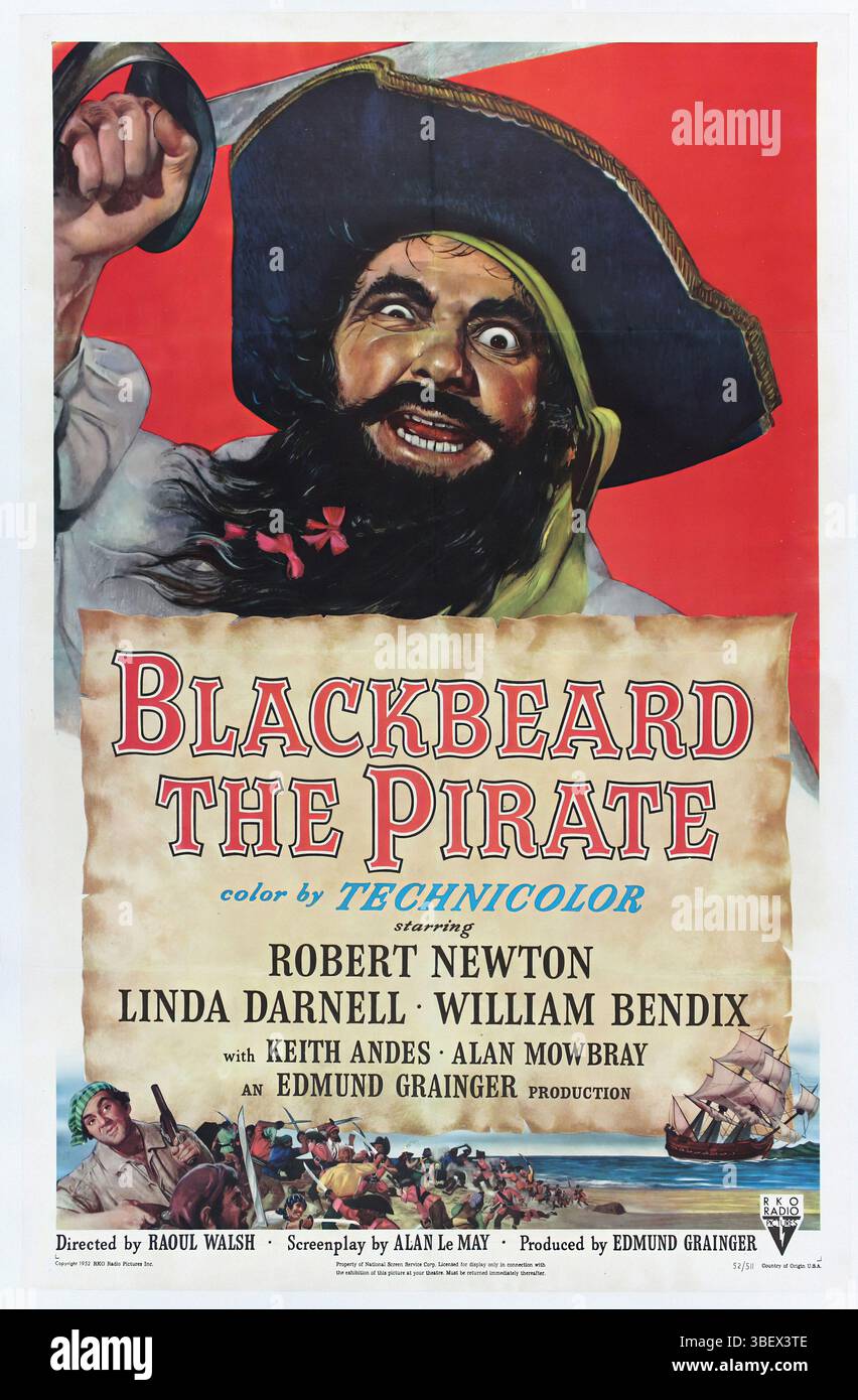 BLACKBEARD THE PIRATE - Original Movie Poster Stock Photo - Alamy