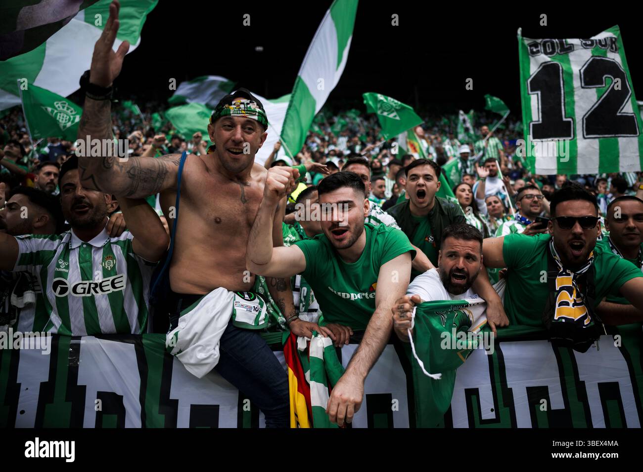 Fans of Real Betis Balompie show their support prior to the UEFA ...