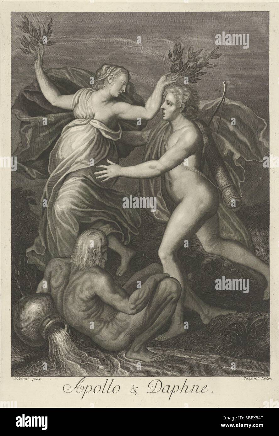 Titian, Amsterdam, Gunst, Pieter van, Mythological Love Stories, Apollo and Daphne, verso left ...
