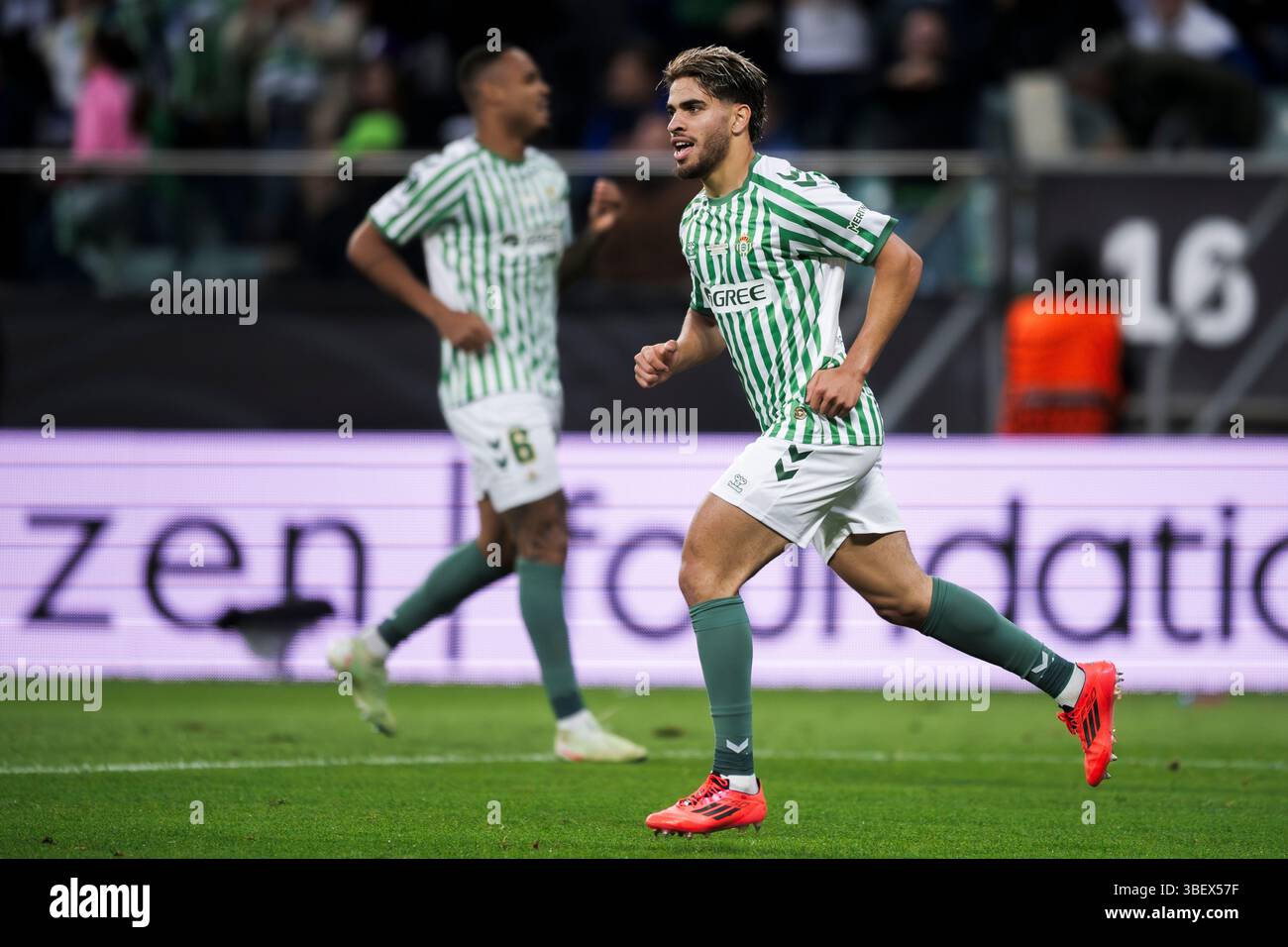 Abdessamad Ezzalzouli of Real Betis Balompie celebrates after scoring a ...