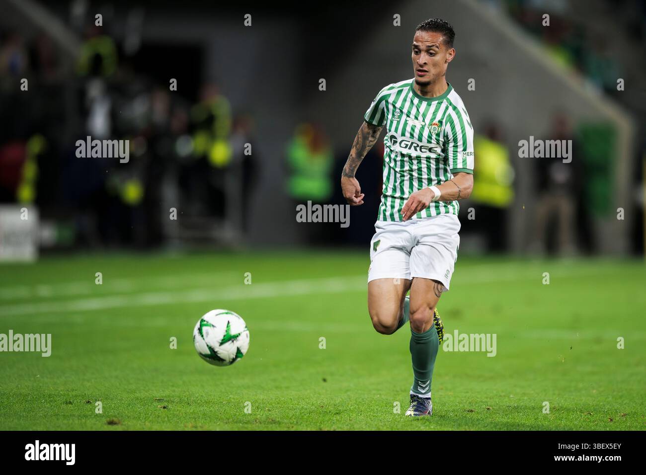 Antony of Real Betis Balompie in action during the UEFA Conference ...