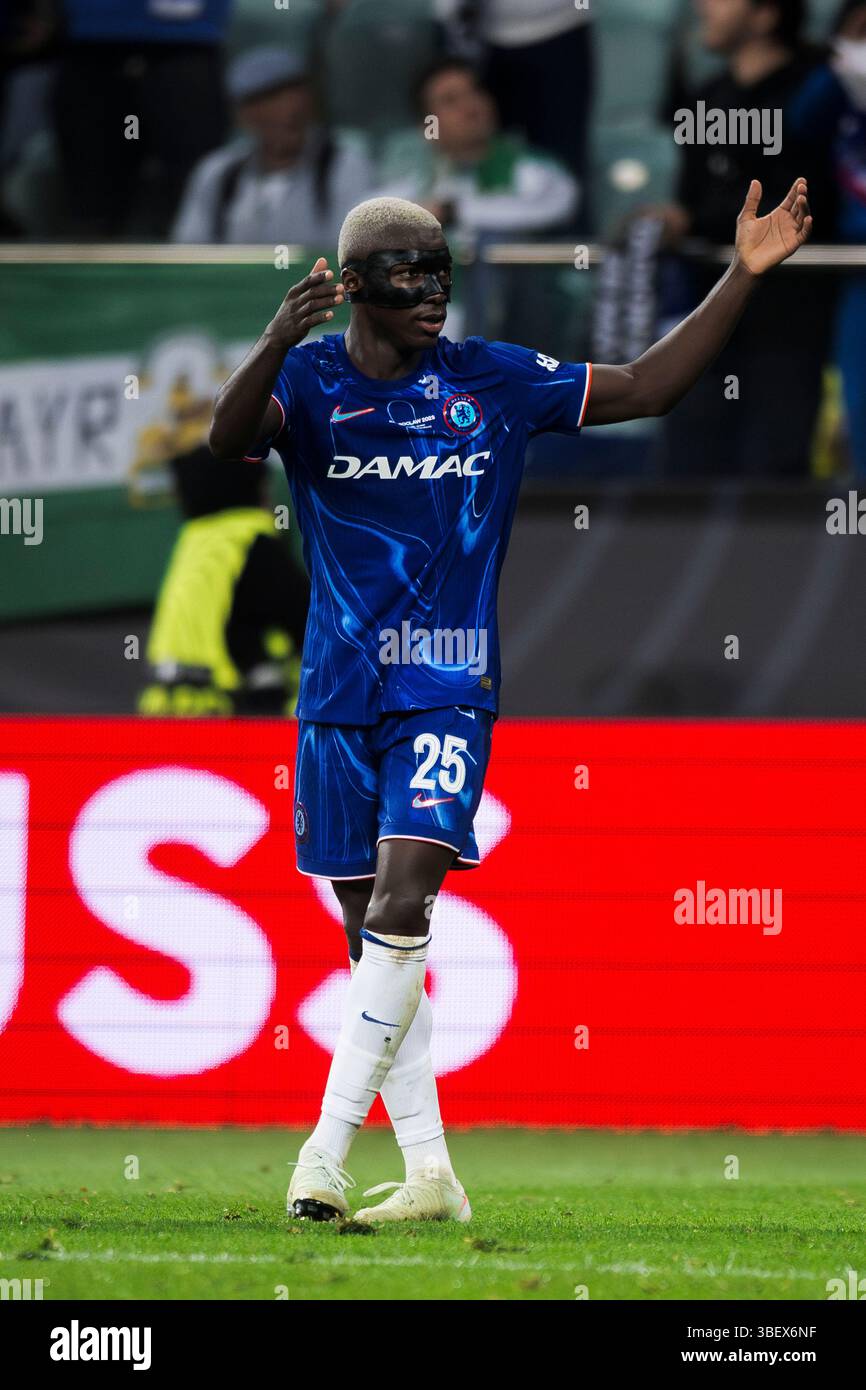 Moises Caicedo of Chelsea FC celebrates during the UEFA Conference ...