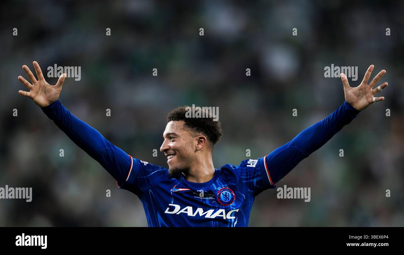 Jadon Sancho of Chelsea FC celebrates following the final whistle of ...