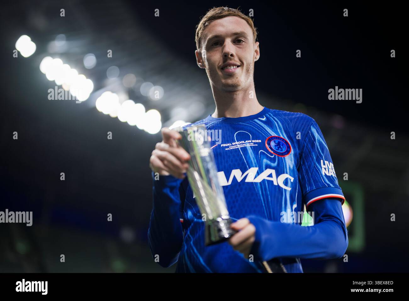 Cole Palmer of Chelsea FC poses with the man of the match award during ...
