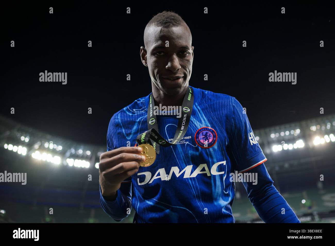 Nicolas Jackson of Chelsea FC celebrates during the award ceremony ...