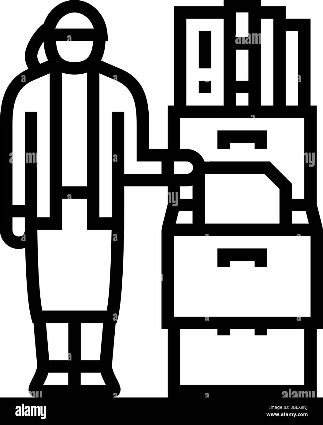 document sorting office assistant line icon vector illustration Stock ...