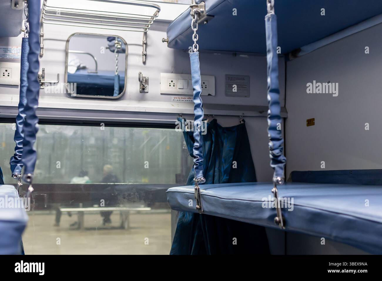 vacant seats of passenger train coach inside view Stock Photo - Alamy
