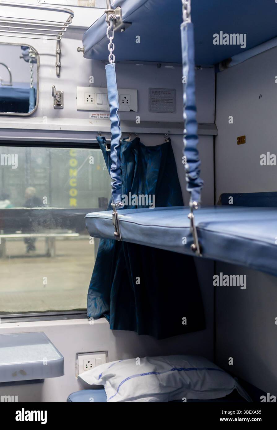 vacant seats of passenger train coach inside view Stock Photo - Alamy