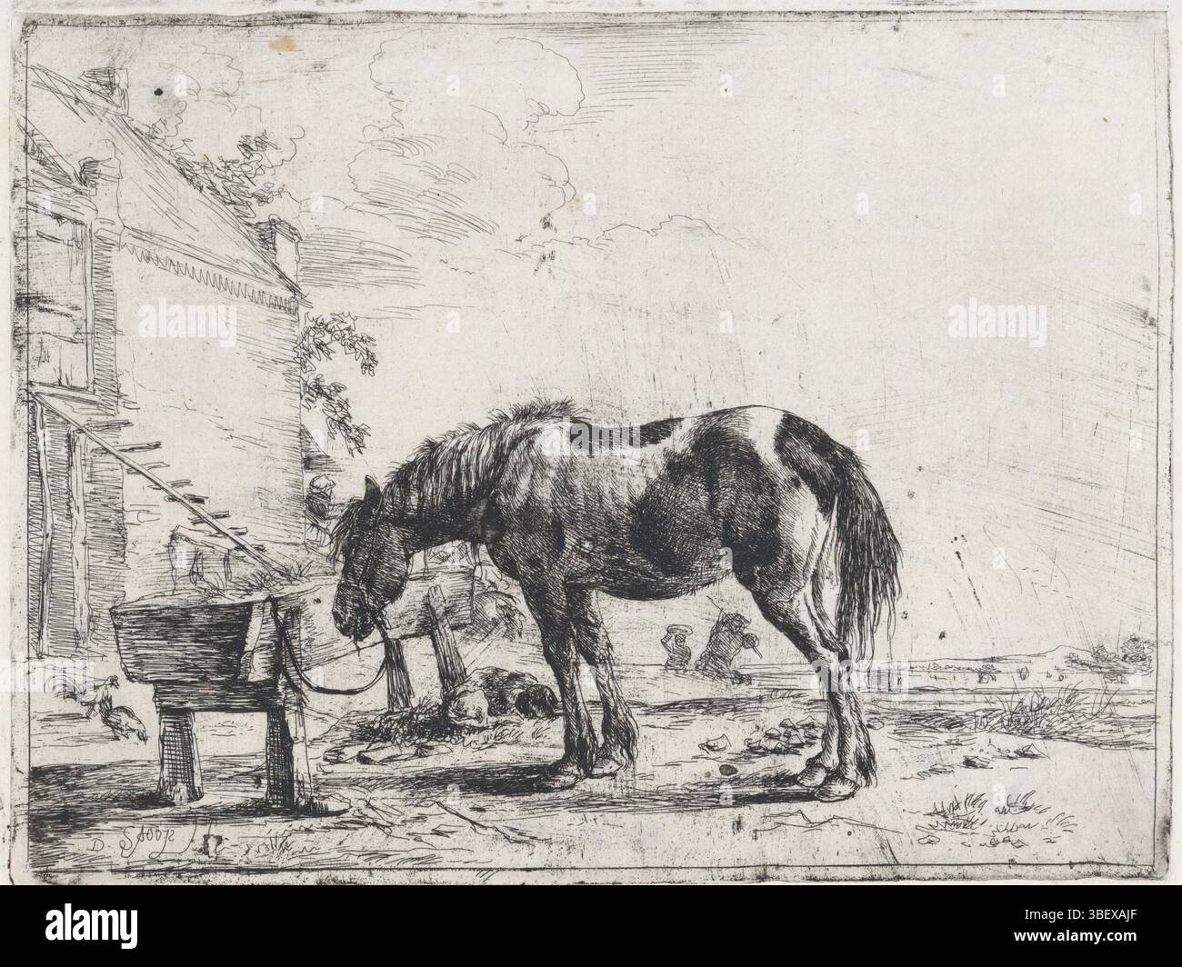 Utrecht, Stoop, Dirk, Horses, Horses tied to a feed box, Utrecht, Verso ...