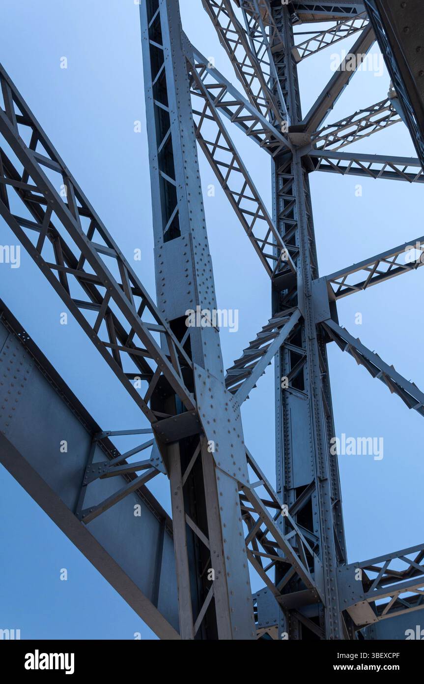 Detail structure, Funicular Tower in Barceloneta, Cable car, Barcelona ...