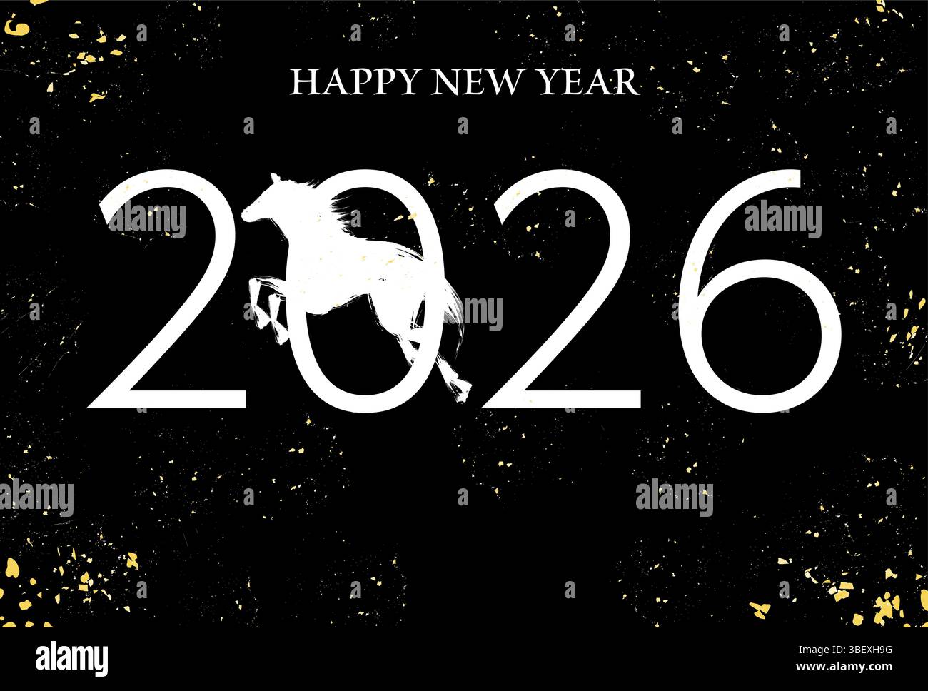 2026 Year of the Horse Elegant Japanese New Year Card Template with ...