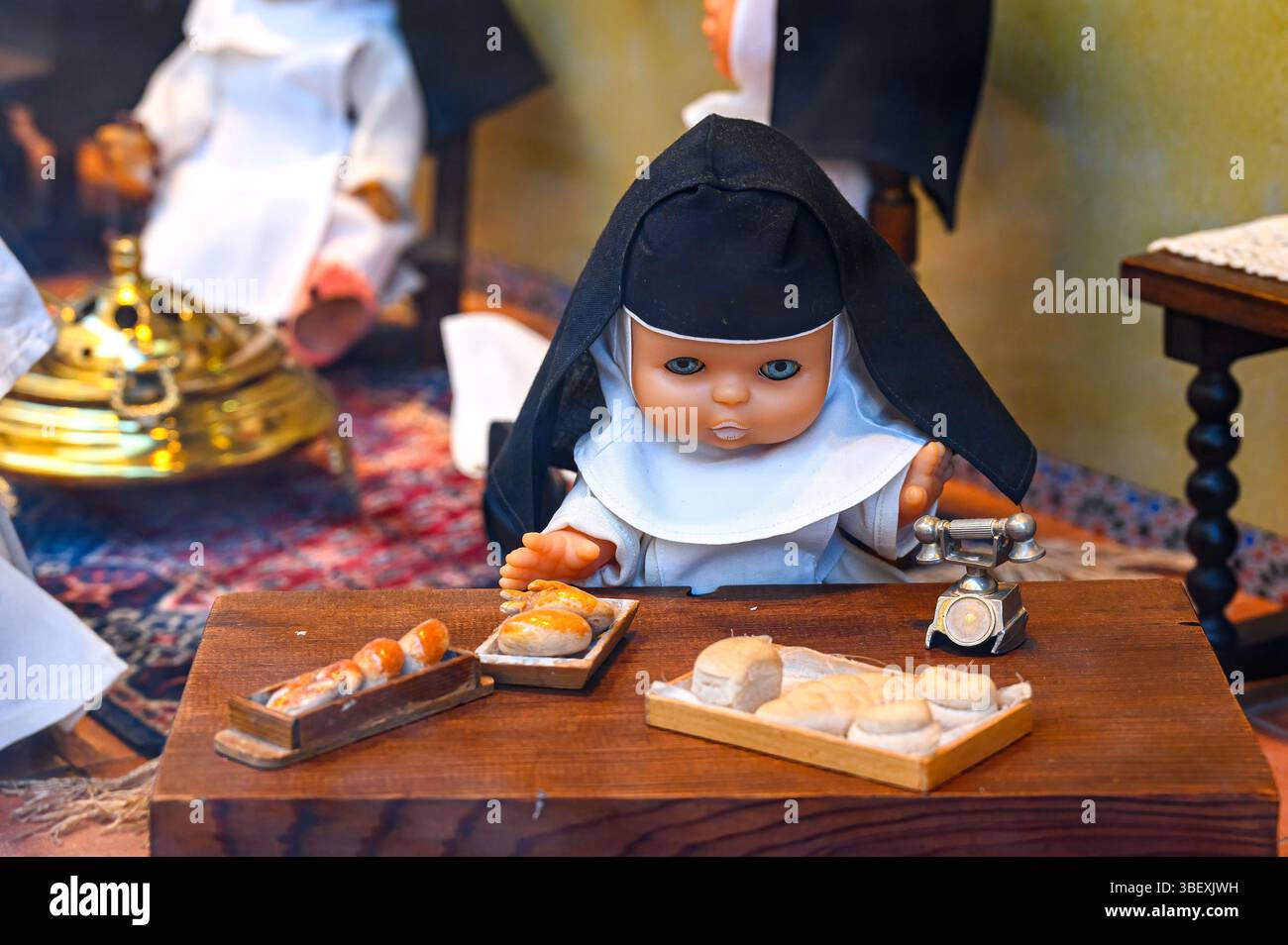 Toy exhibit depicting the tradition of nuns making and selling pastries ...