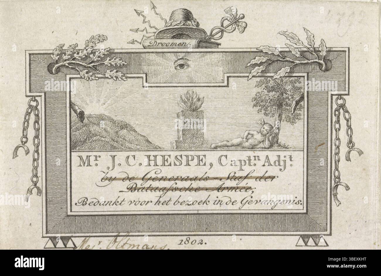 The Netherlands, Visiting Card of Mr. J.C. Hespe, 1802, Netherlands ...
