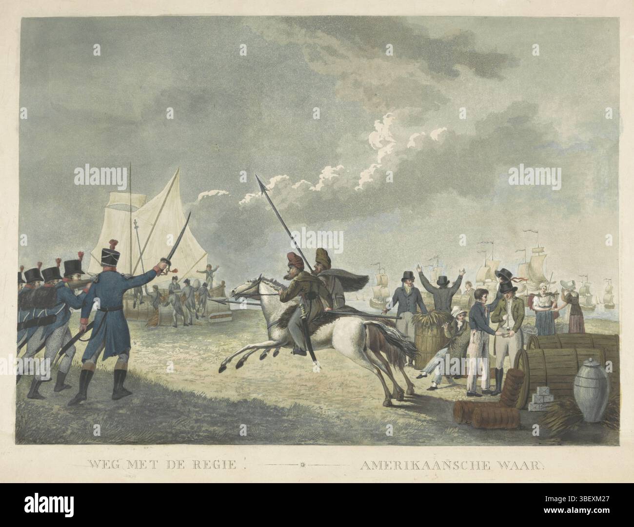 Netherlands, Away with the Regie! - Amerikasche Waar, Spotprent op de ...