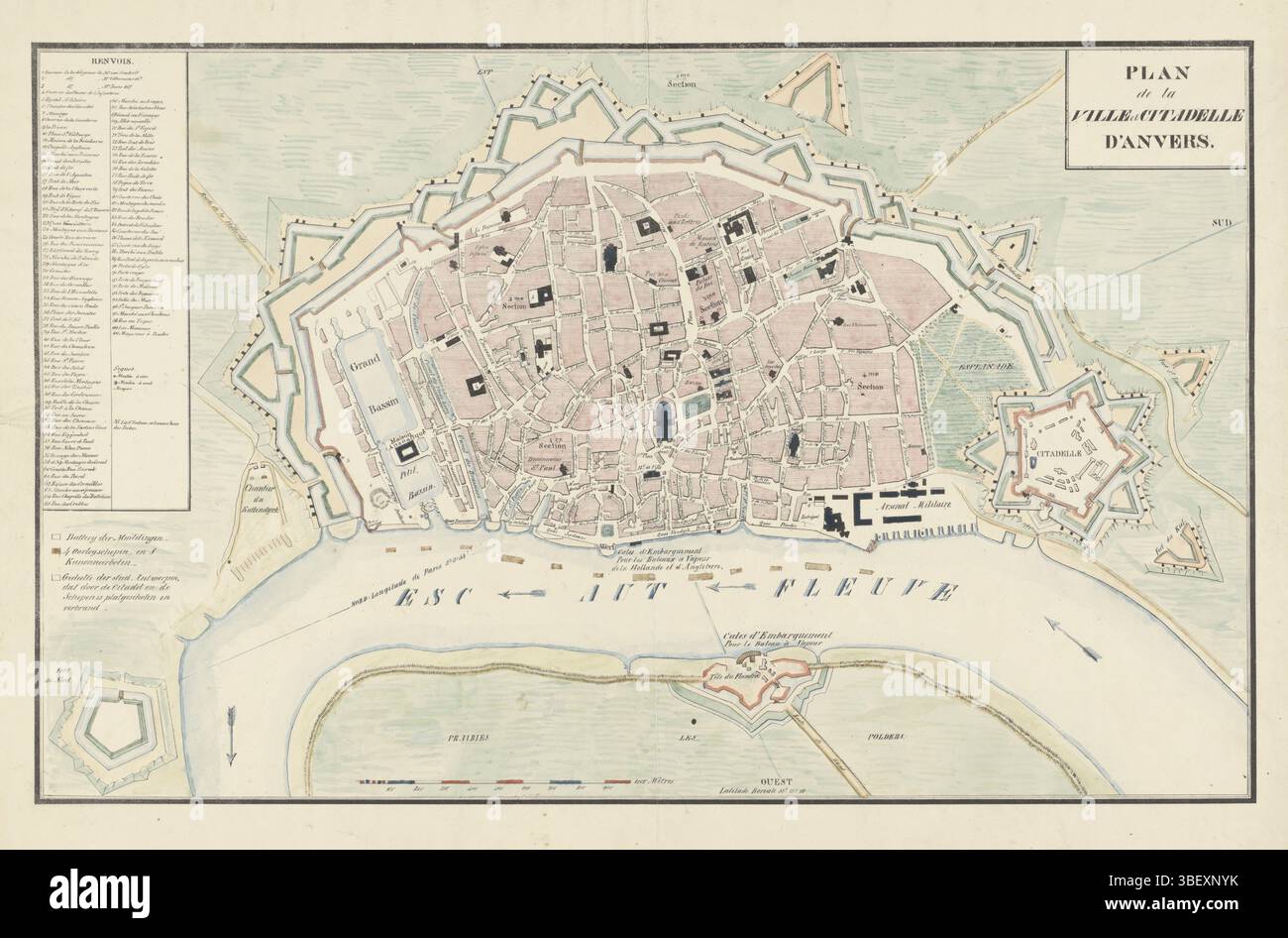 Nederland, Plan de la Ville et Citadelle d'Anvers, Map of Antwerp and ...