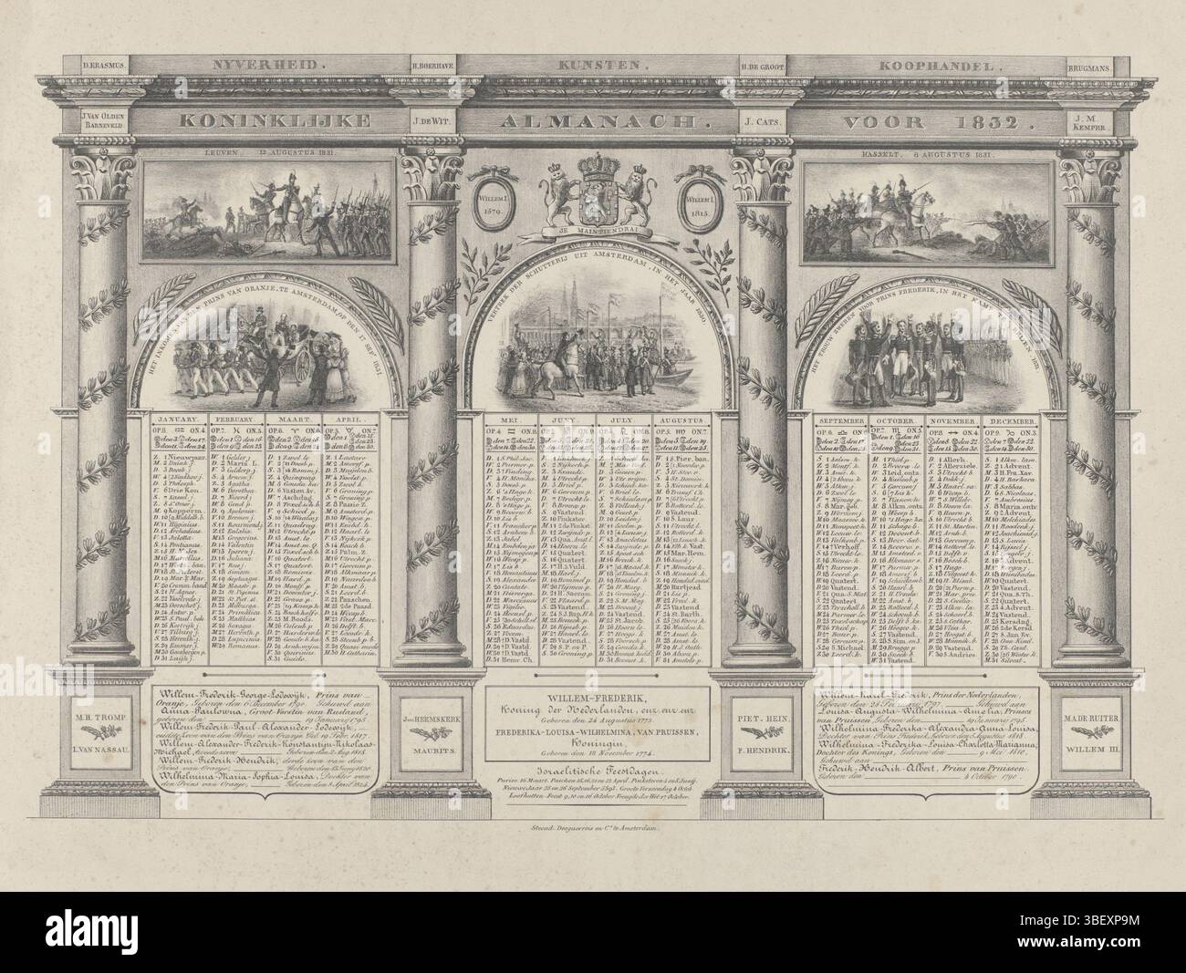 Amsterdam, Desguerrois & Co., Netherlands, Royal Almanach for 1832, Amsterdam, verso - stamped ...