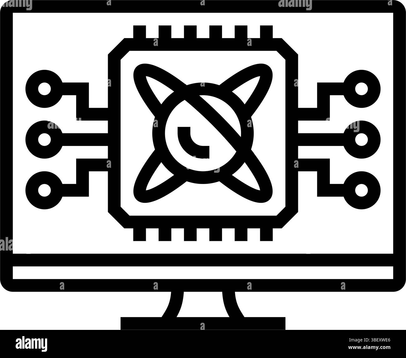 algorithm screen quantum computer line icon vector illustration Stock ...