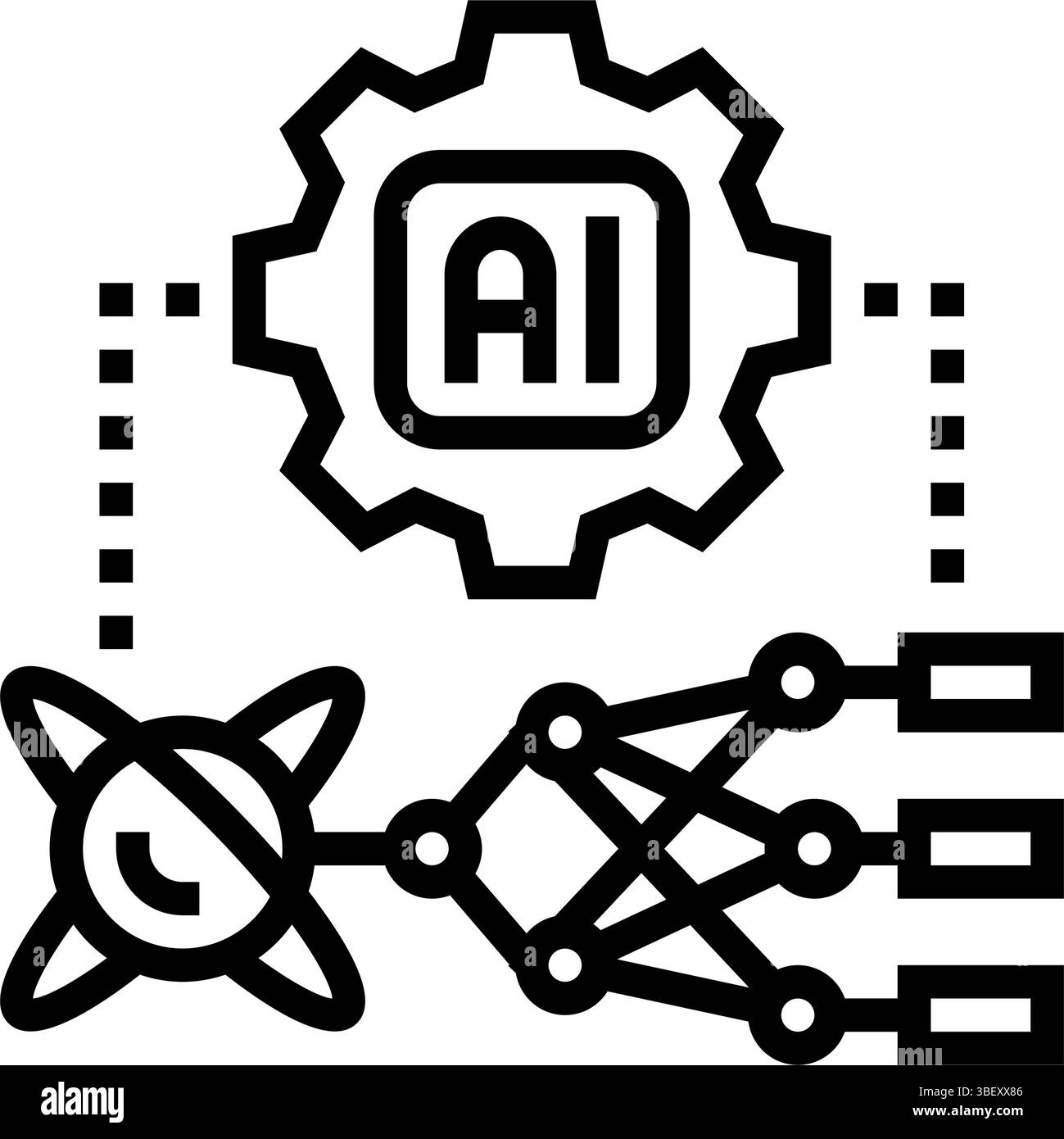 ai and computing merge quantum computer line icon vector illustration ...