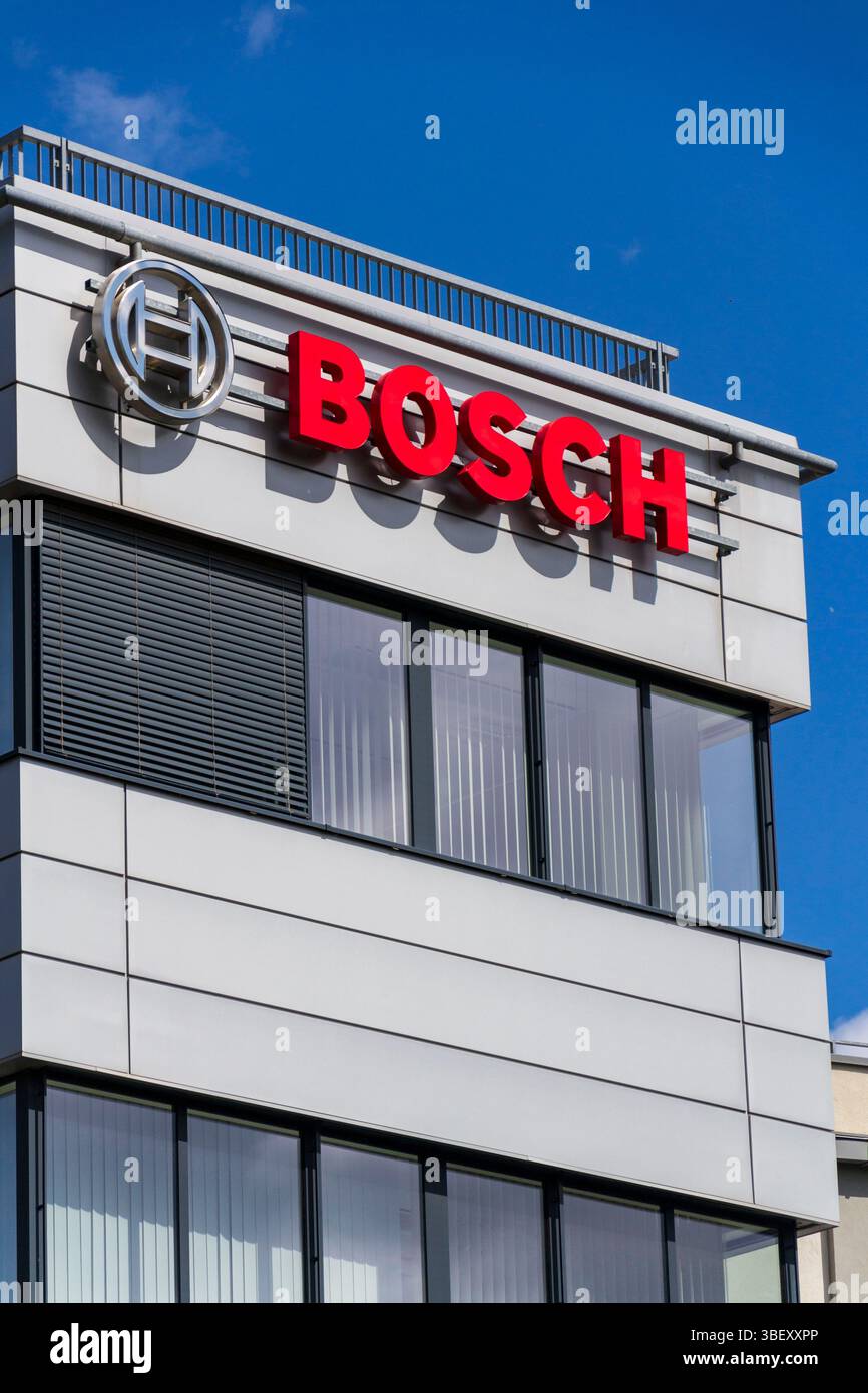 Robert Bosch GmbH company logo on headquarters building on May 29, 2025 ...