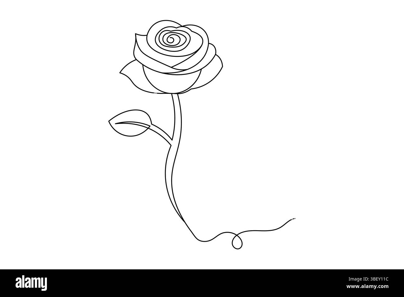 Rose Flower Continuous Line Drawing Elegant One Line Art of a ...