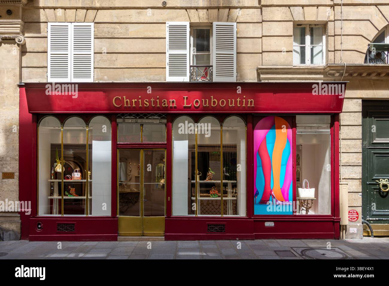 Exterior view of a Louboutin boutique. Christian Louboutin is a French ...