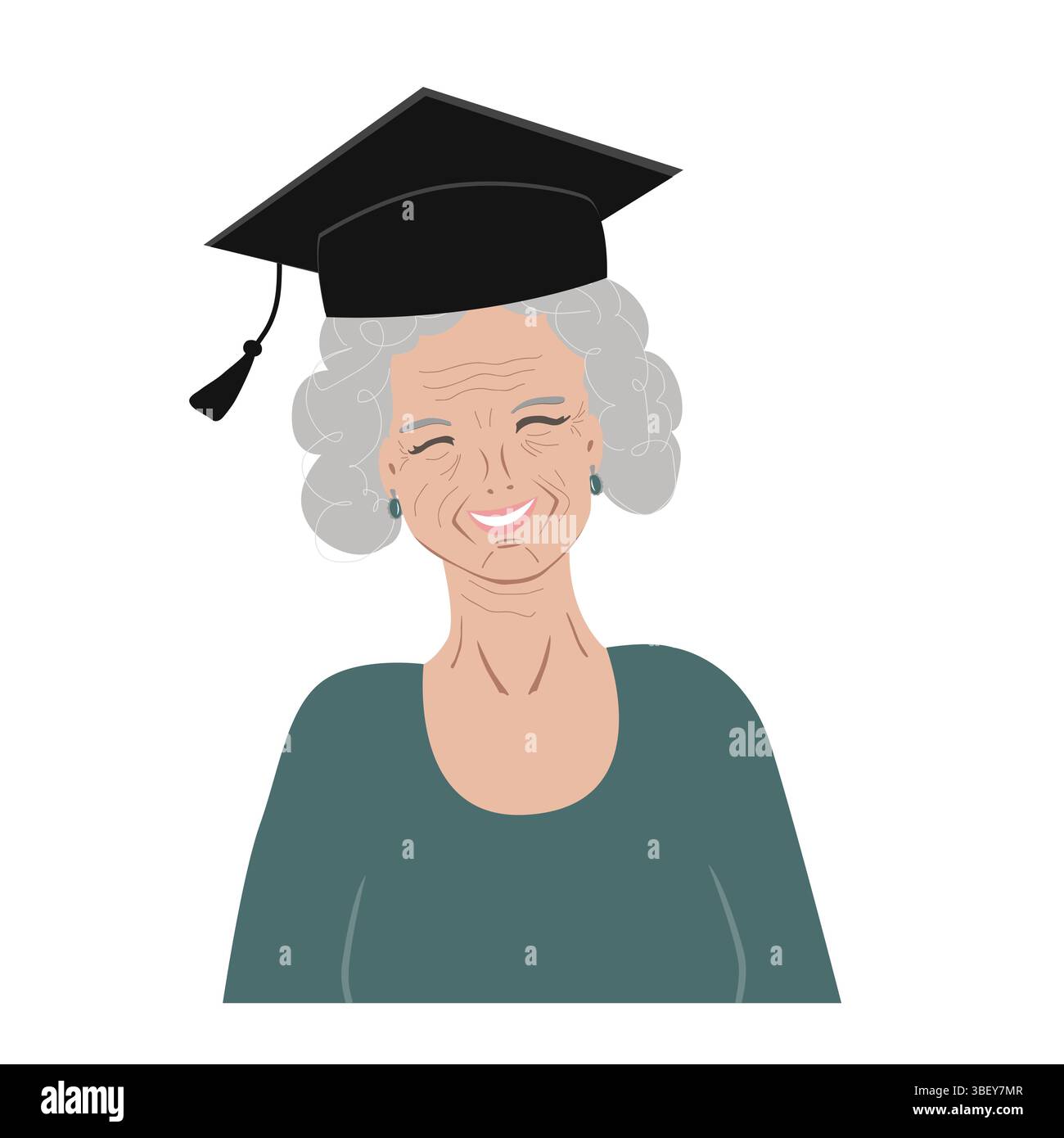 Portrait of a senior graduate woman in graduation hat. Lifelong ...