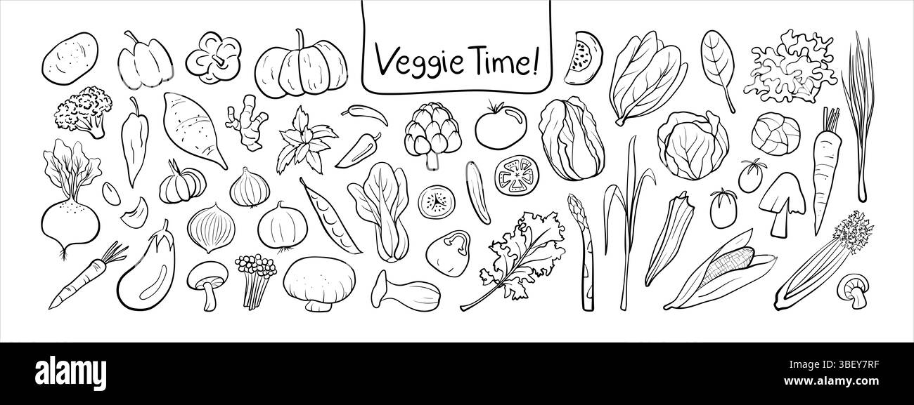Vegetable outline art Black and White Stock Photos & Images - Alamy