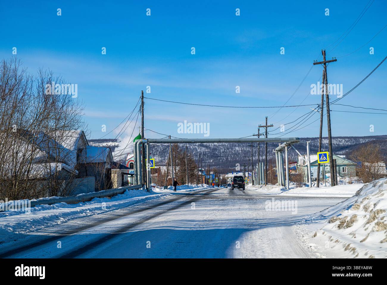 The town of Tura, Krasnoyarsk Krai, Evenki state, Russia Stock Photo ...
