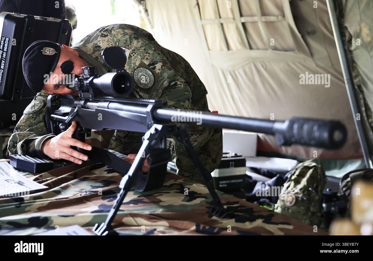 Zagreb, Croatia. 30th May, 2025. Military equipment is displayed during ...