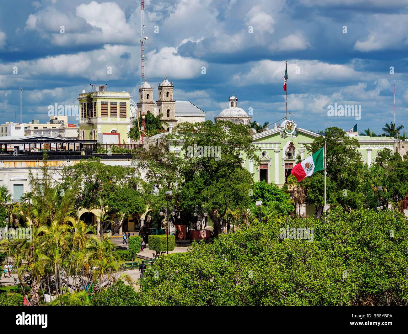 Plaza Grande, elevated view, Merida, Yucatan State, Mexico Stock Photo ...