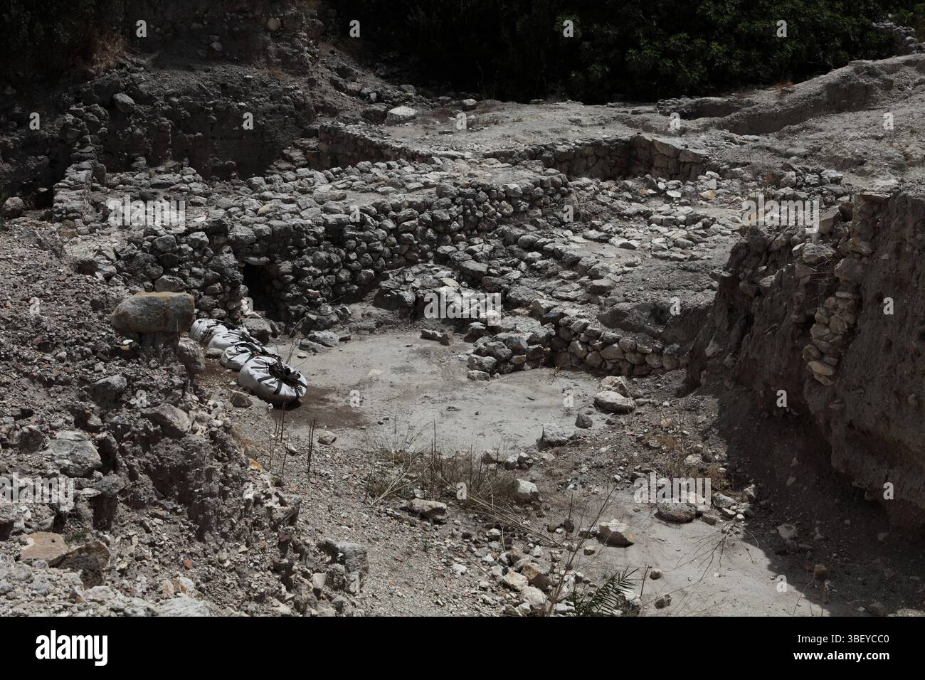 Tel Megiddo, Armageddon, ruins of & steps in a Cana'anite rulers Palace ...
