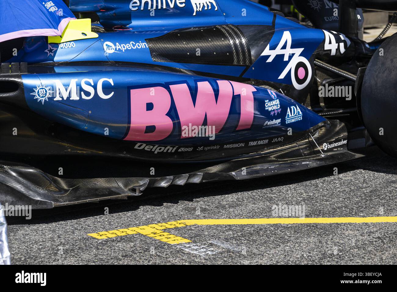 Alpine F1 Team A525, mechanical detail, floor fence, during the Formula ...